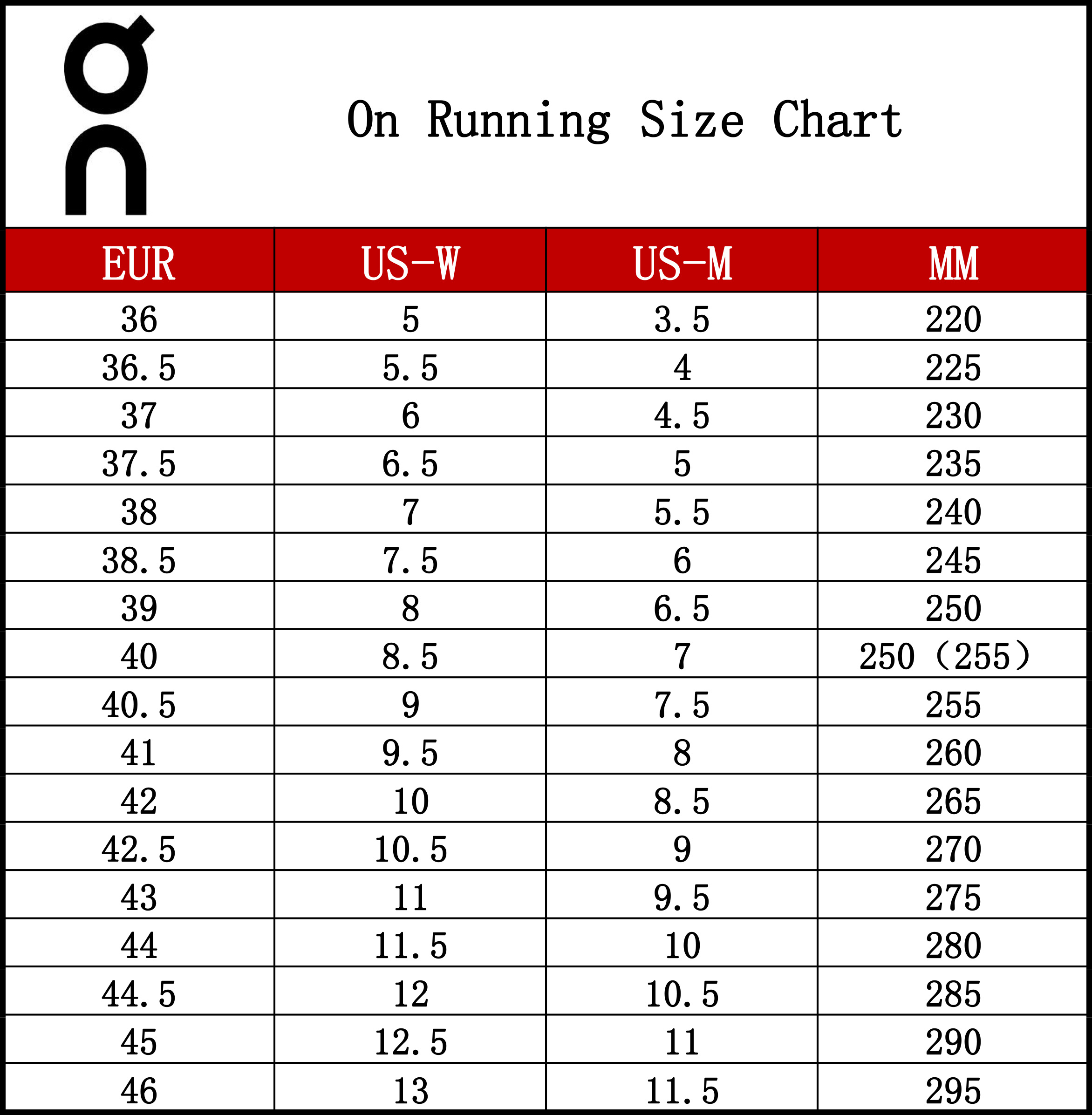 各品牌尺码表 | 又拍图片管家